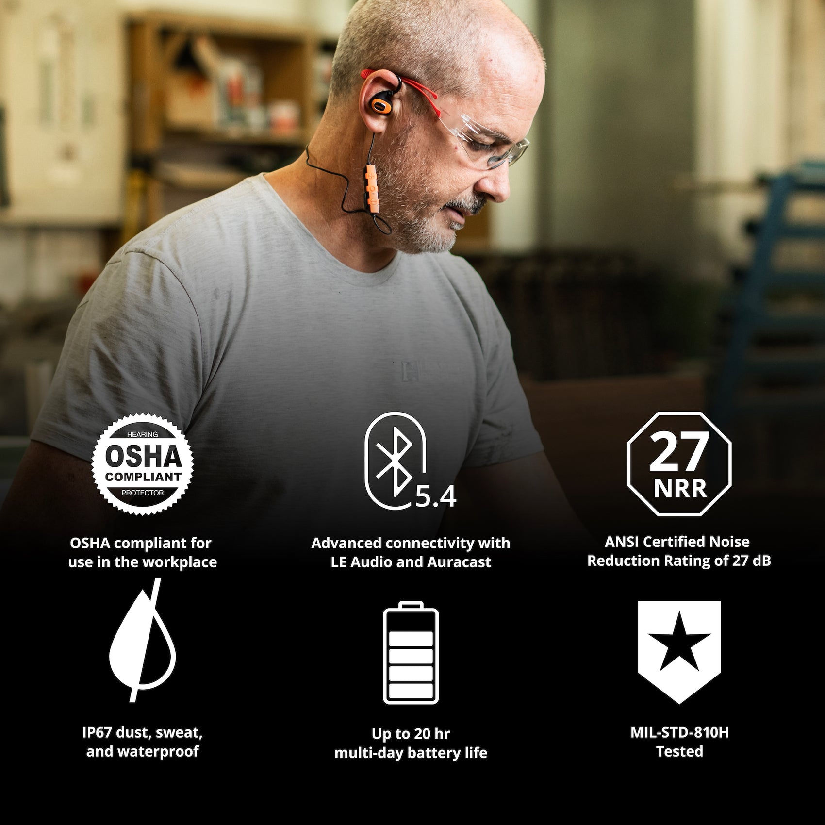 ISOtunes PRO 3.0 Bluetooth Headphones | 27 NRR | IP67 | OSHA-Compliant
