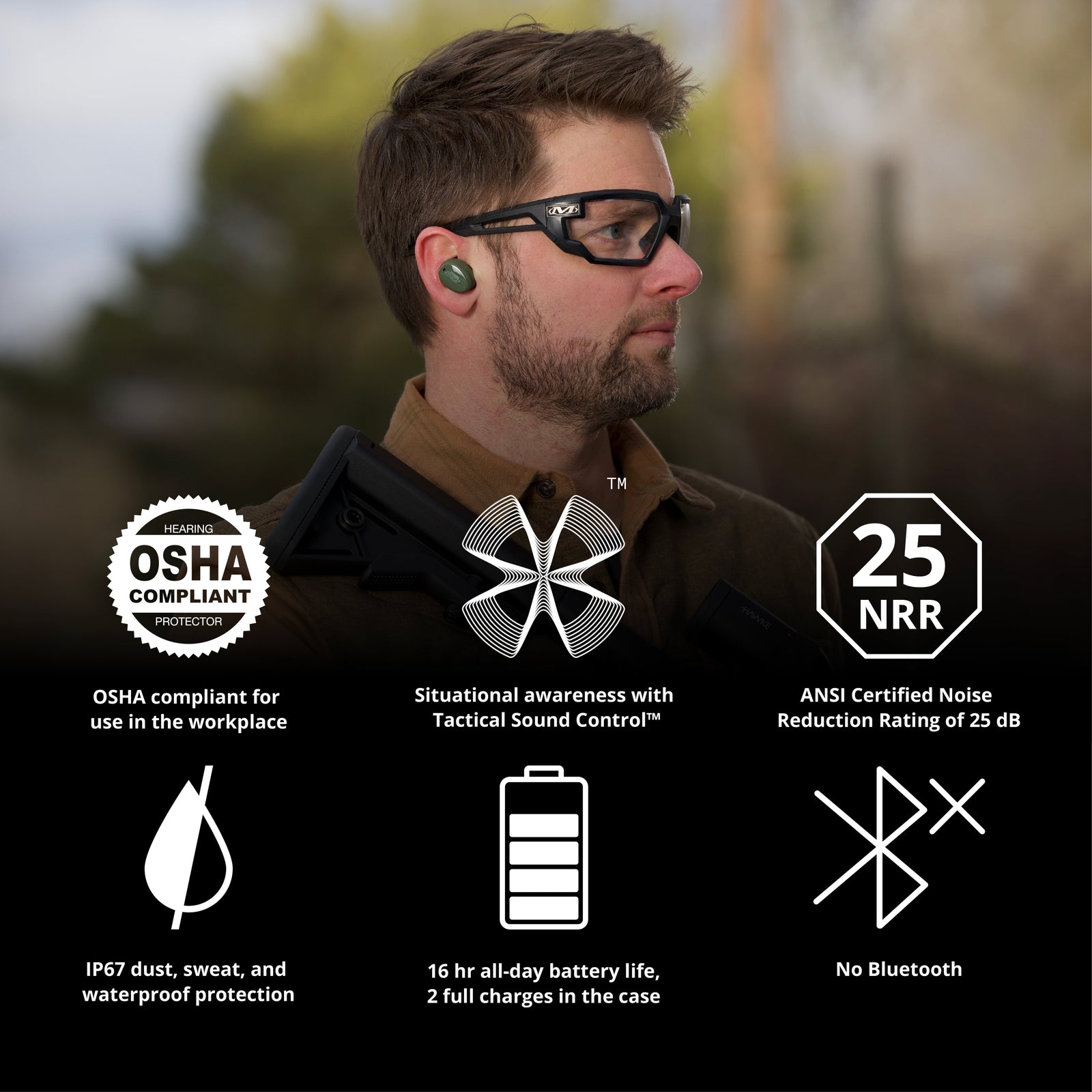 ISOtunes Sport INSTINCT Earbuds | Electronic Ear Pro | 25 NRR | IP67